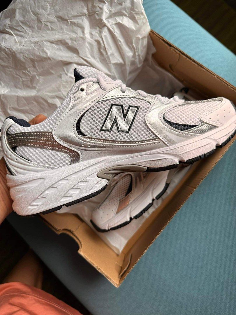 NEW BALANCE 530 RUNNING SHOES IN WHITE/SILVER AND BLUE, Women's Fashion ...