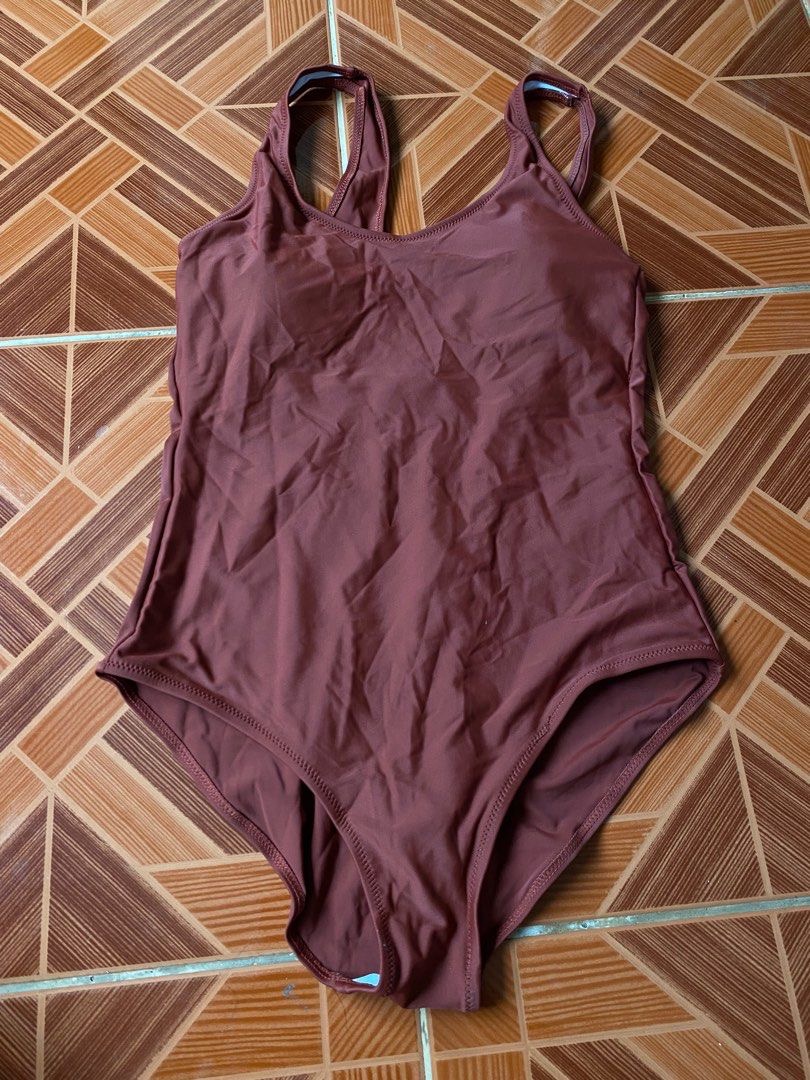 One piece red wine swim wear, Women's Fashion, Swimwear, Bikinis ...