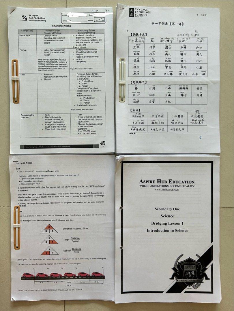 P6-Sec 1 Bridging Program Notes English Chinese Mathematics Math ...