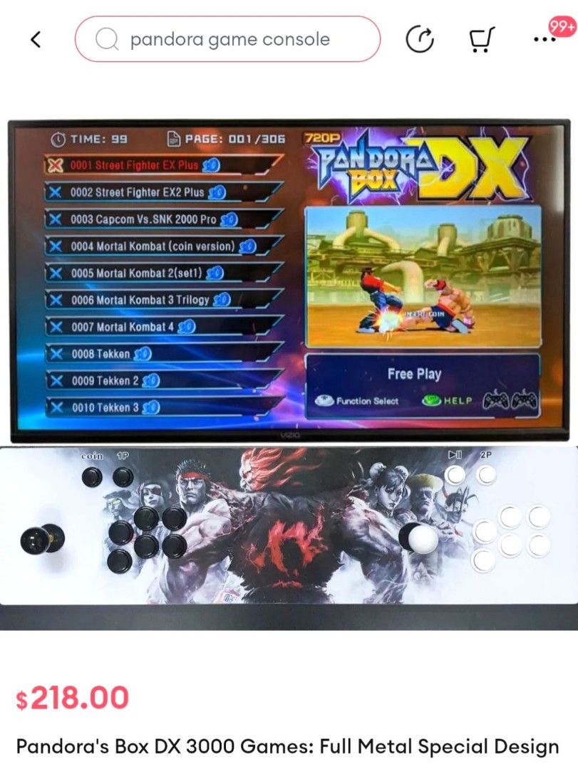 PANDORA'S BOX DX 3000 Arcade Stick Game Console, Video Gaming, Video ...