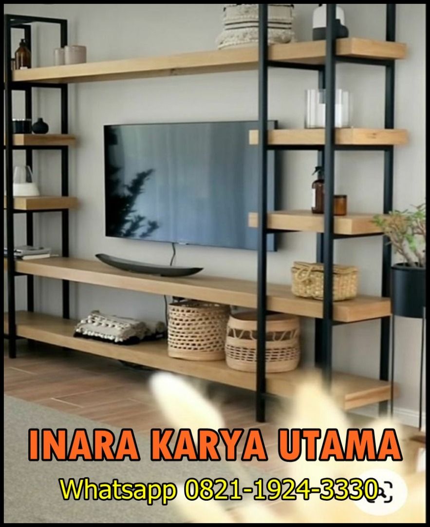 Partisi Besi Rak Ruang Tamu Rak Buku Kayu Solid Rak Partisi Rak ...