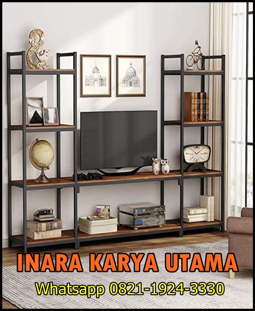 Partisi Besi Rak Ruang Tamu Rak Buku Kayu Solid Rak Partisi Rak ...