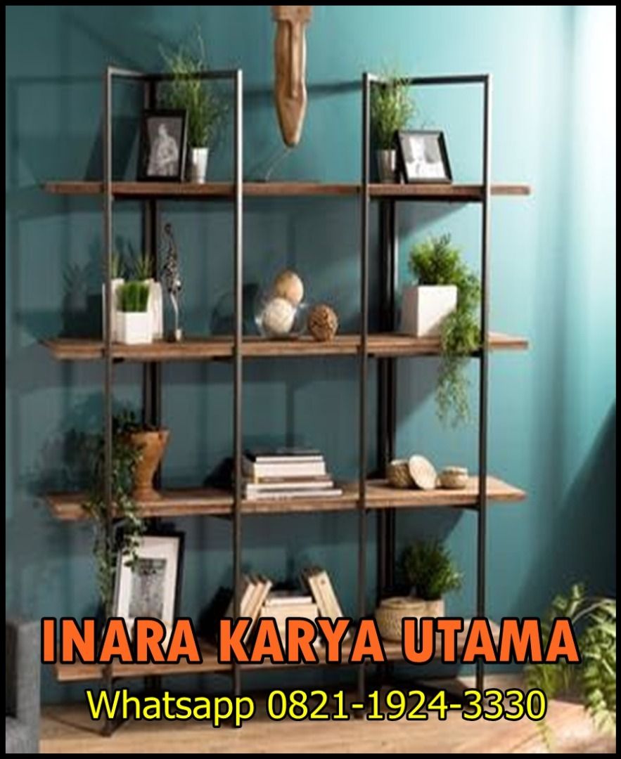 Partisi Besi Rak Ruang Tamu Rak Buku Kayu Solid Rak Partisi Rak ...