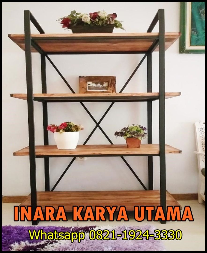 Partisi Besi Rak Ruang Tamu Rak Buku Kayu Solid Rak Partisi Rak ...