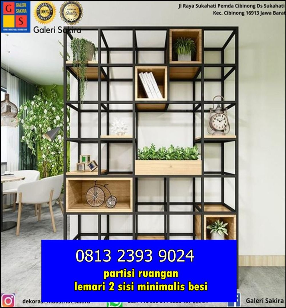 partisi ruangan // lemari 2 sisi minimalis besi #R478, Perabotan Rumah ...