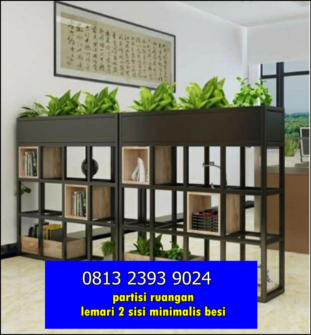 partisi ruangan // lemari 2 sisi minimalis besi #R478, Perabotan Rumah ...