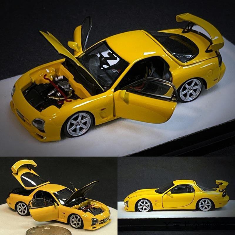 PGM 1:64 Fully Open Die-cast Model Car Mazda RX-7 FD3S Yellow Luxury ...