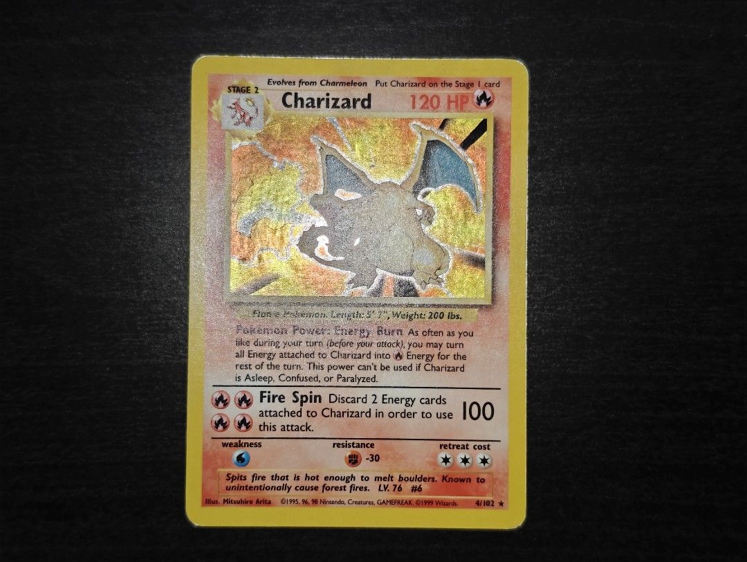 Pokemon Charizard Base Set 4/102, Hobbies & Toys, Toys & Games on Carousell