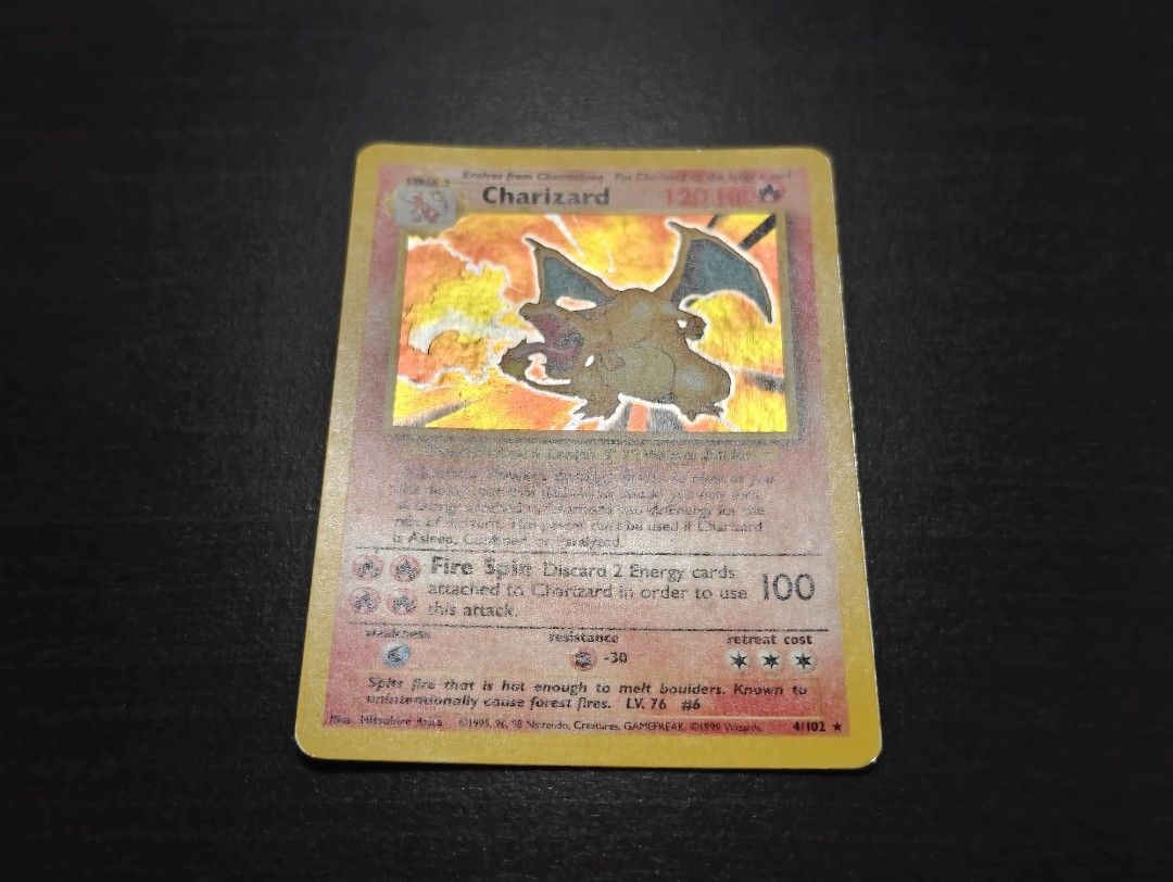 Pokemon Charizard Base Set 4/102, Hobbies & Toys, Toys & Games on Carousell