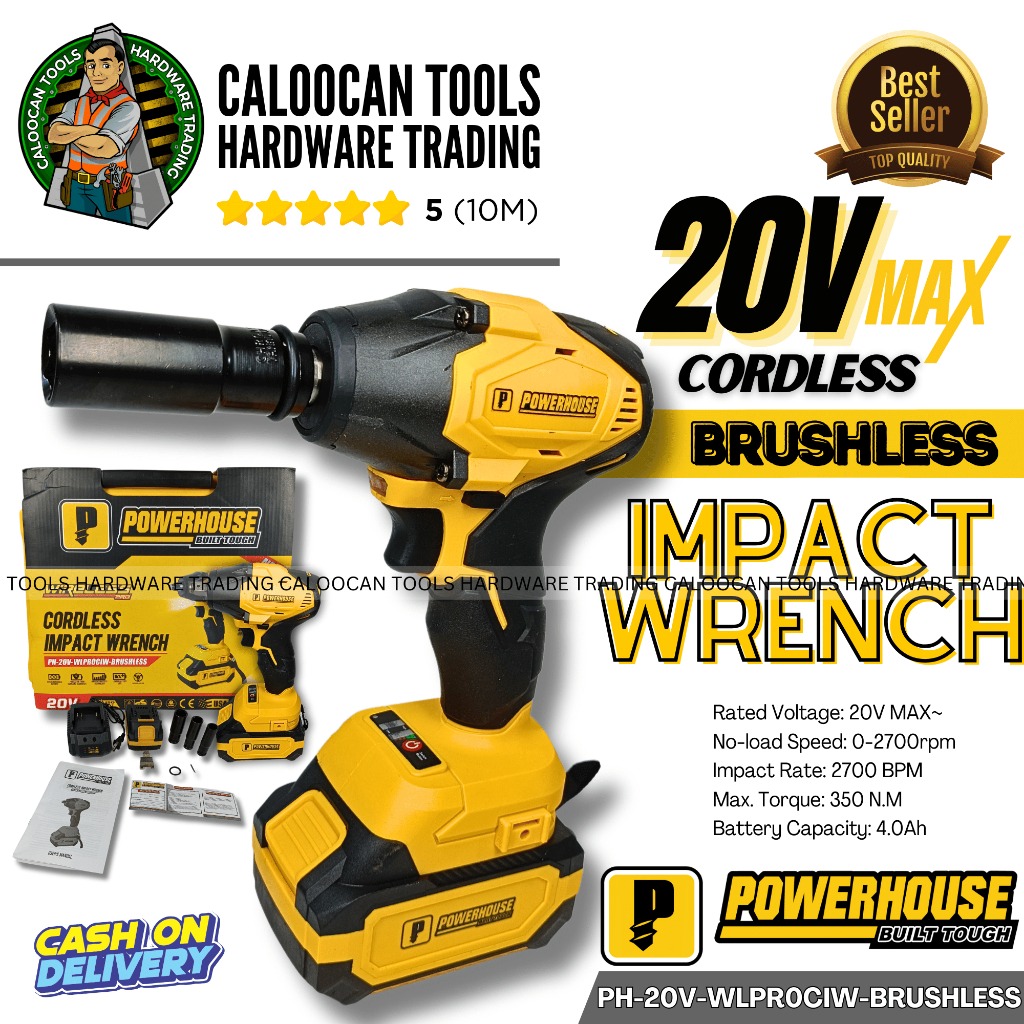 POWERHOUSE USA Wireless Professional 20V 4.0Ah Li-Ion Brushless ...