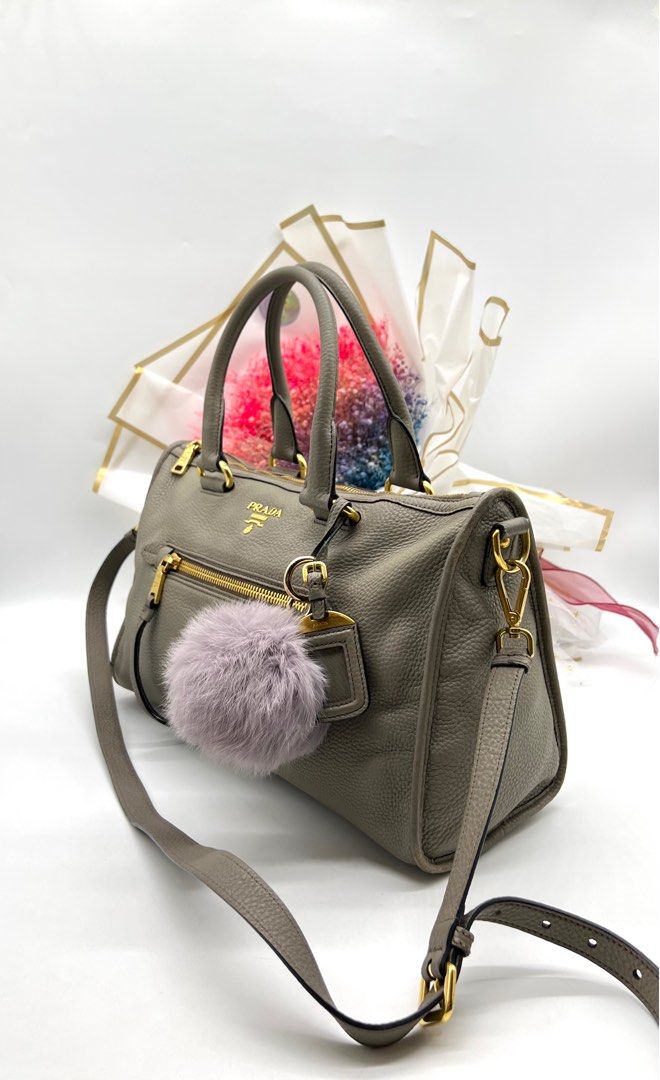 PRADA Agrilla Vitello Daino Leather Zip Tote Bag, Luxury, Bags & Wallets on Carousell