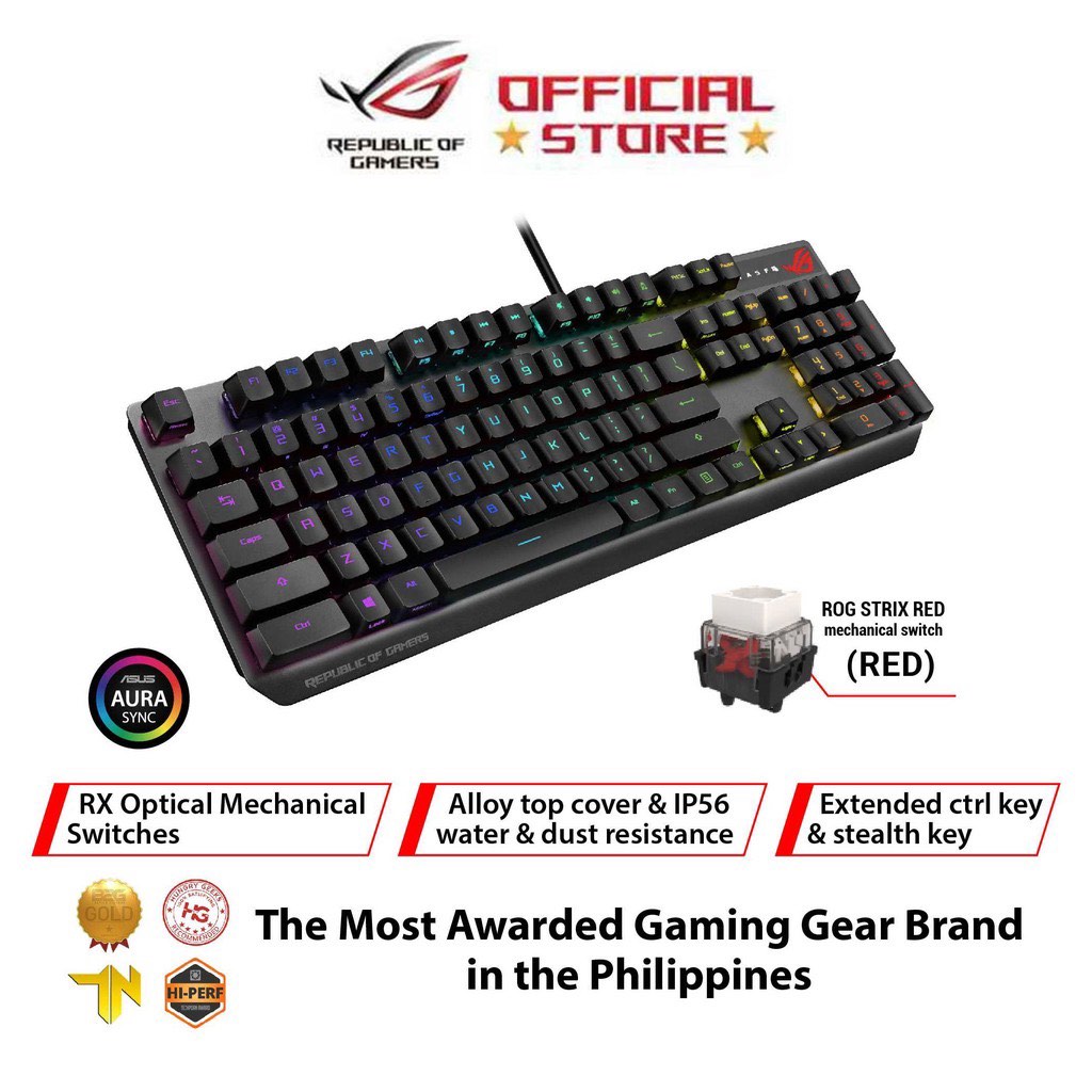 ROG STRIX SCOPE RX OPTICAL RED MECHANICAL SWITCH RGB GAMING KEYBOARD ...