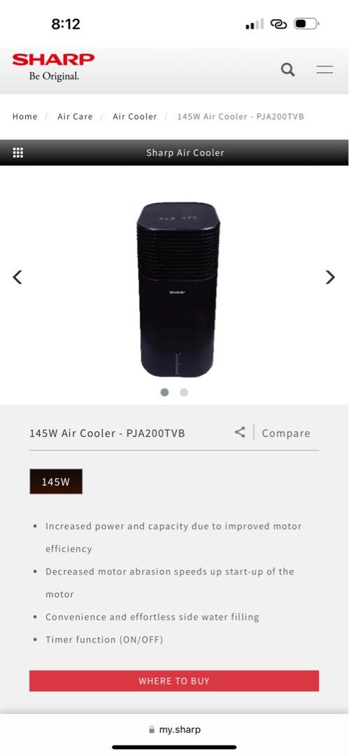 SHARP Air Cooler, TV & Home Appliances, Other Home Appliances on Carousell