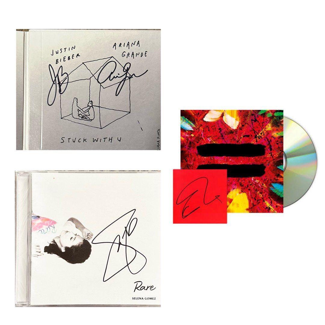 Signed Albums Selena Gomez - Rare, Ed Sheeran - Equals, Ariana Grande ...