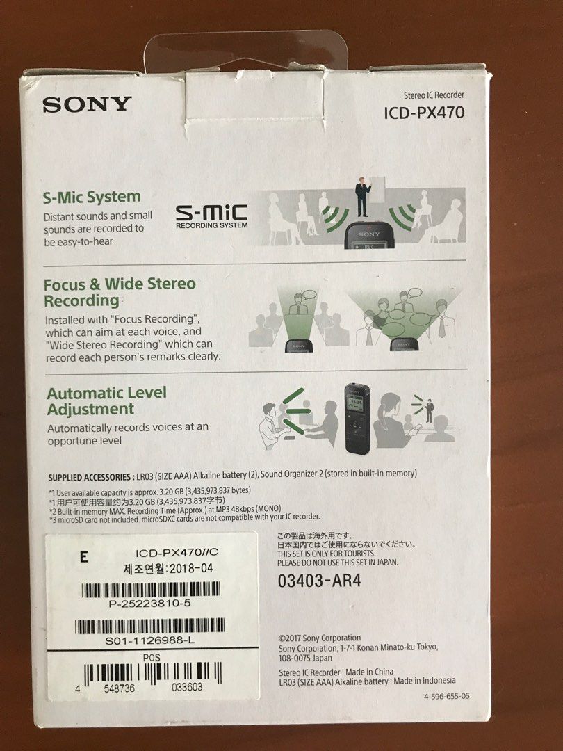 Sony ICD PX470 stereo IC recorder, Audio, Voice Recorders on Carousell