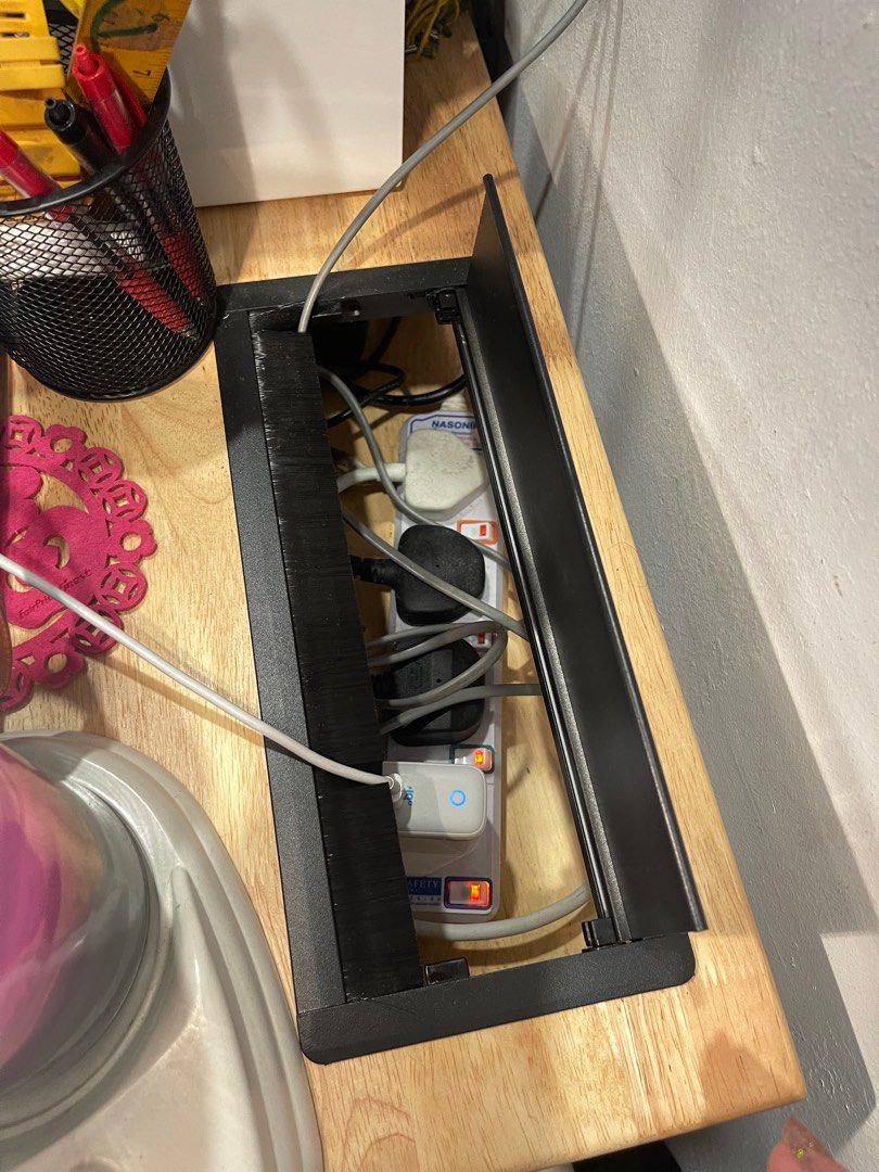 Study computer Desk with cable management, Furniture & Home Living ...