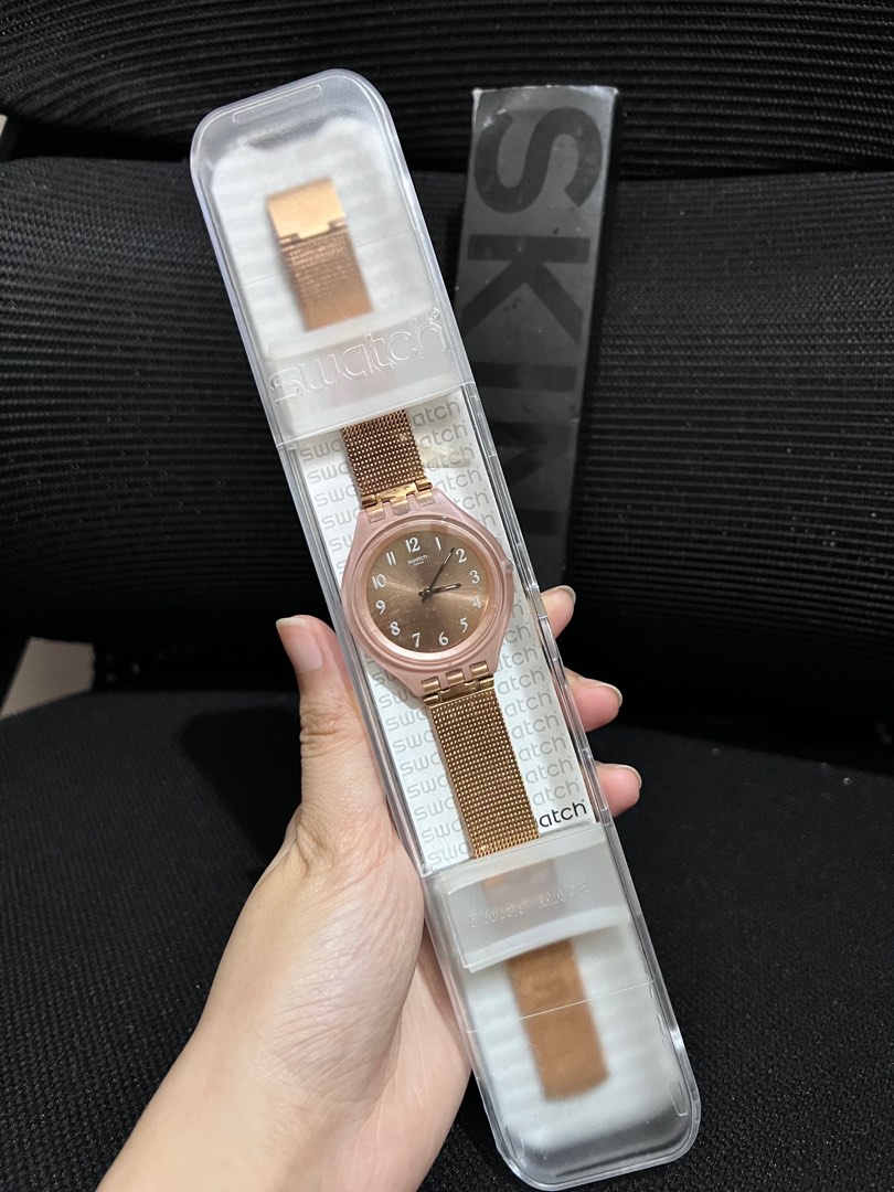 Swatch Rose Gold Skinchic Mesh, Women's Fashion, Watches & Accessories ...