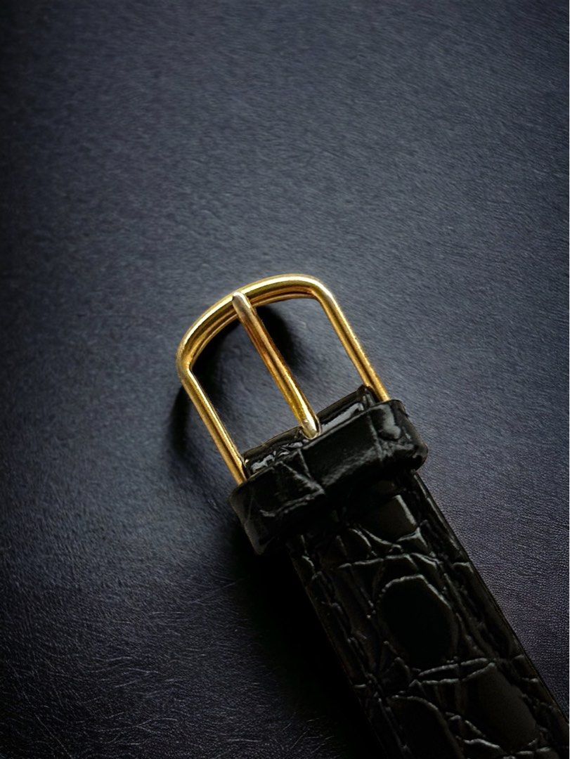 “Cartier” Tank Homage Gold White Roman Numeral Railway Dial Black ...