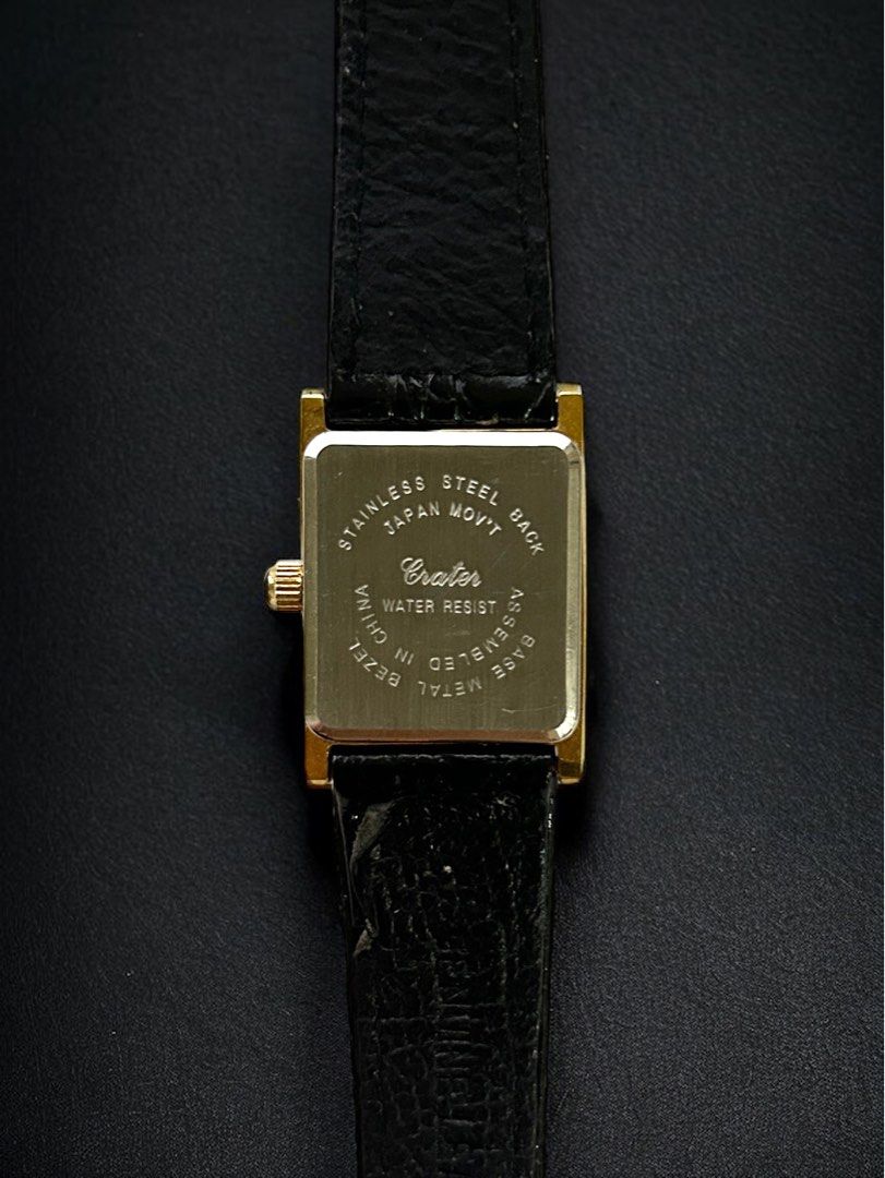 “Cartier” Tank Homage Gold White Roman Numeral Railway Dial Black ...