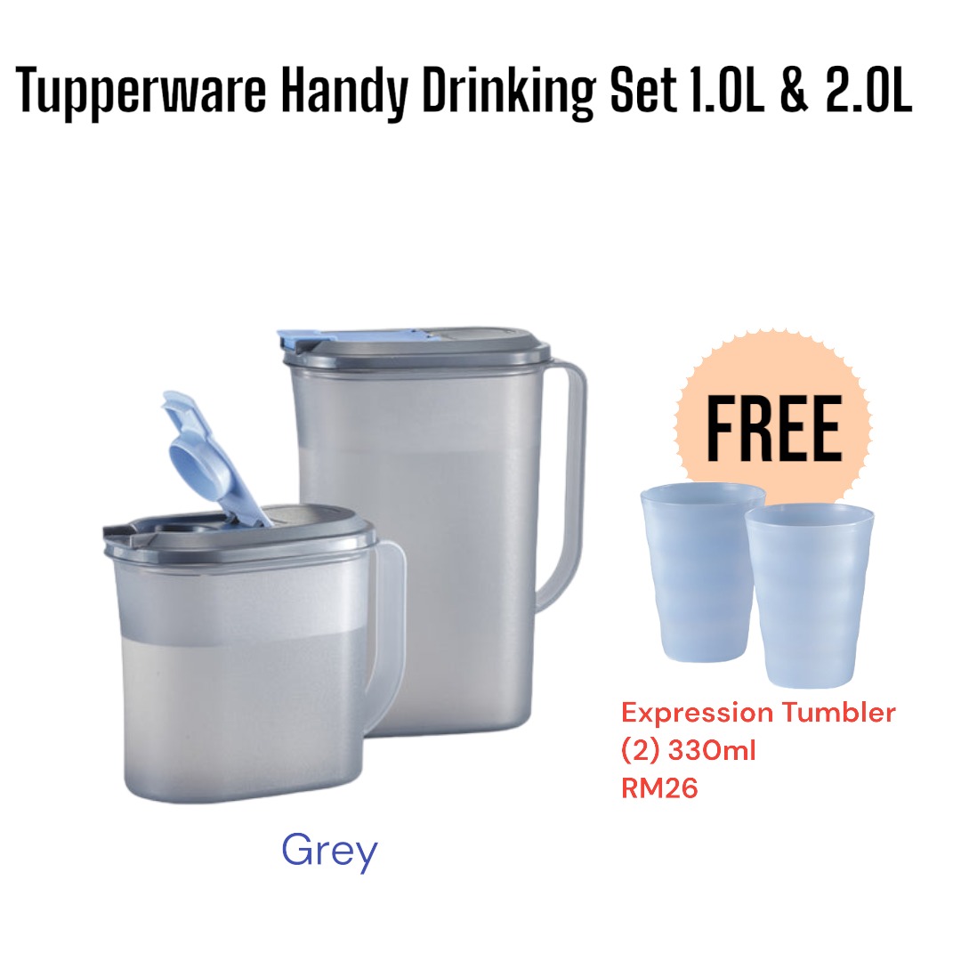 Tupperware Handy Drinking Set/Pitcher/Jug 1.0L/2.0L, Furniture & Home ...