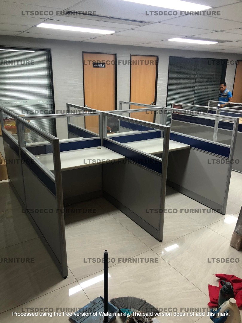 TWO-TONE W/ GLASS SHARING WORKSTATION CUBICLE OFFICE PARTITION ...