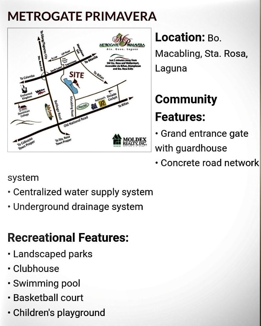 Vacant Lot for Sale in Metrogate Primavera, Sta. Rosa, Laguna, Property ...