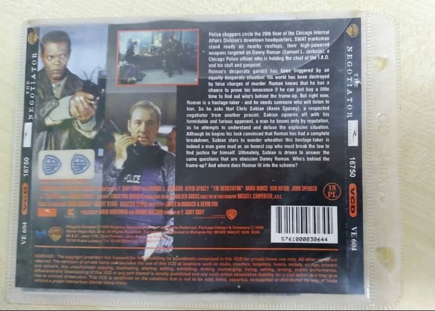 VCD - THE NEGOTIATOR (1998), Hobbies & Toys, Music & Media, CDs & DVDs on Carousell