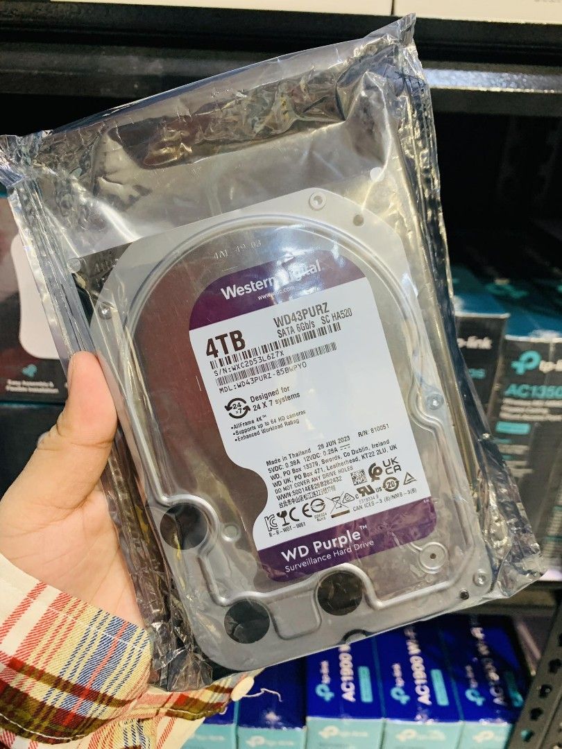 ⭐Western Digital 4TB Purple Surveillance SATA 3.5" HDD WD43PURZ ...