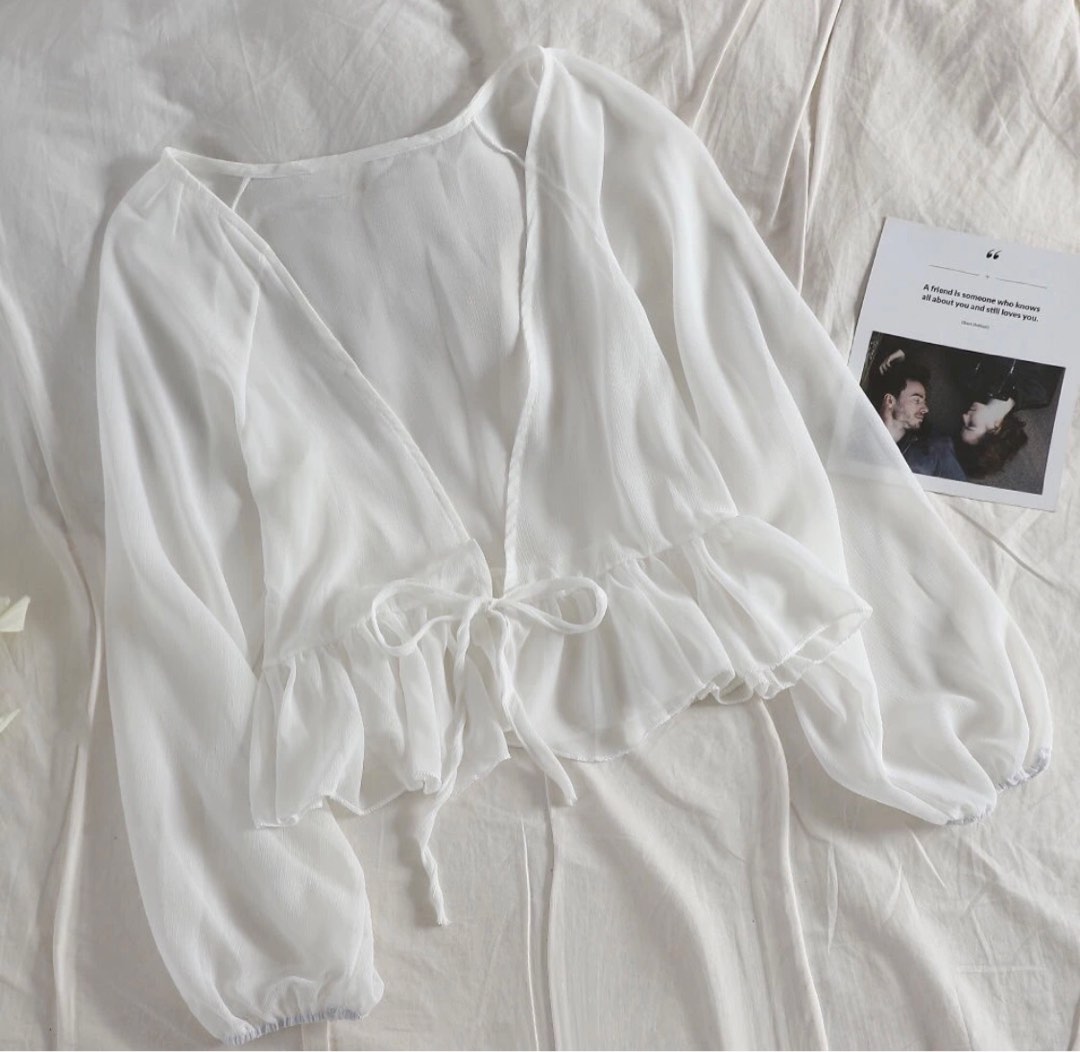 White dainty sheer beach cover up | coquette, dreamy, faircore ...