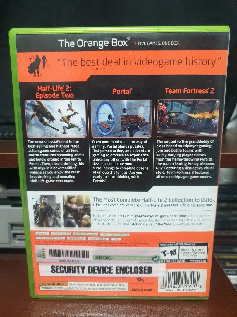 Xbox 360 The Orange Box Half-life 2 Team fortress Portal valve FPS games CD DVD ntsc us, Video ...