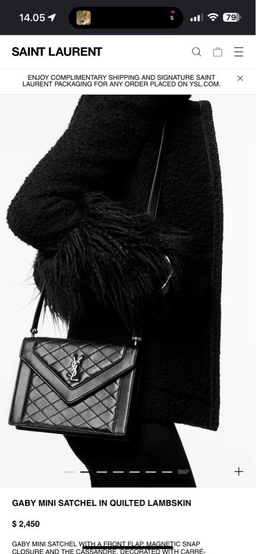 YSL gaby mini satchel beige 2022 Complete set, Barang Mewah, Tas ...