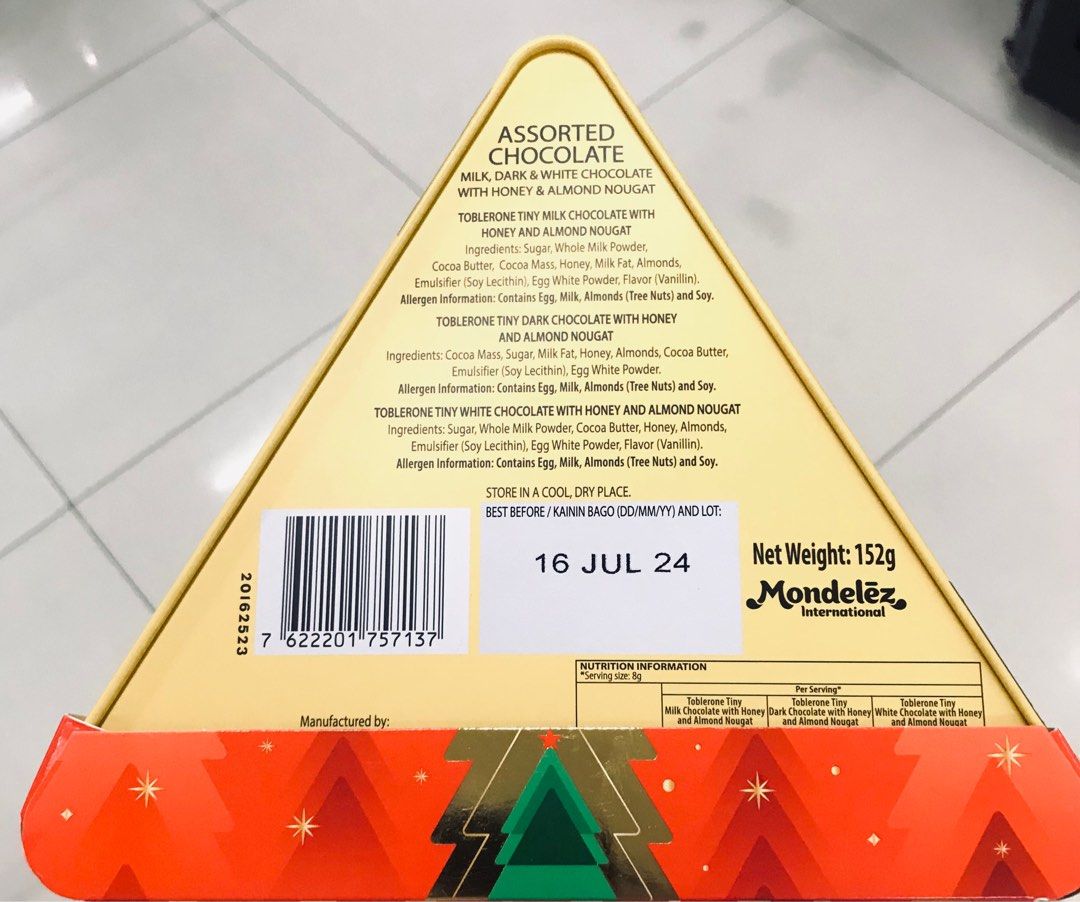 152g Toblerone Assorted Chocolate Gift Box, Food & Drinks, Packaged & Instant Food on Carousell