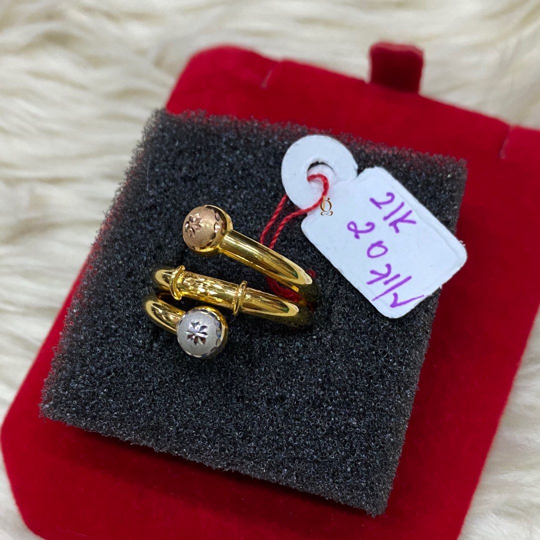 21k Saudi Gold Tricolor Ring 2.0g, Women's Fashion, Jewelry ...