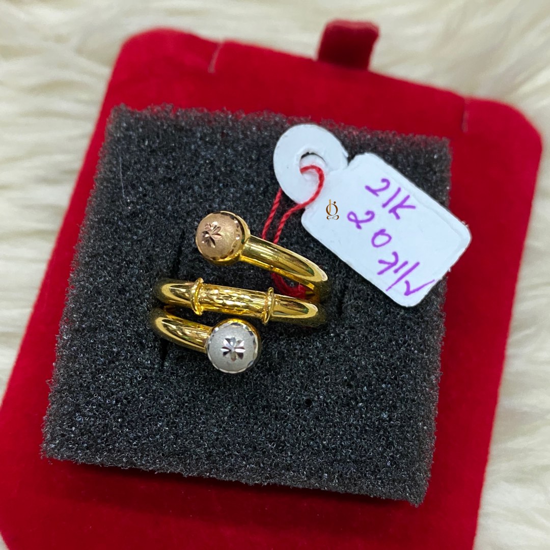 21k Saudi Gold Tricolor Ring 2.0g, Women's Fashion, Jewelry ...