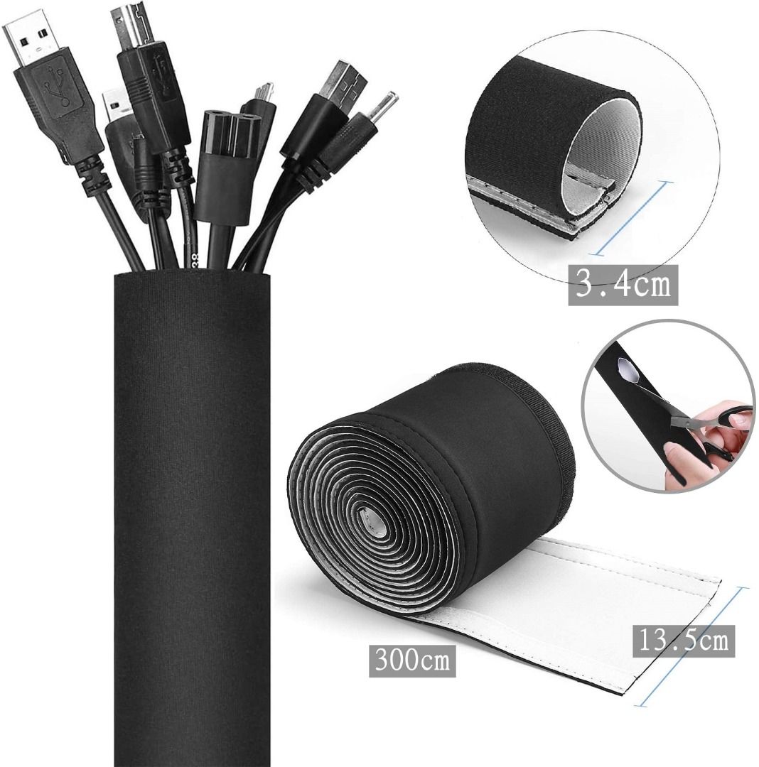 實體店鋪 (限今日特價$118)3m Cable Management Sleeve, Cuttable Neoprene Cord ...
