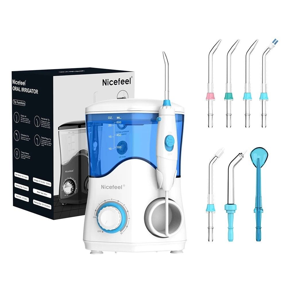 600ML Tabletop Water Flosser 10-Speeds Oral Irrigator 5 Function Nozzle ...