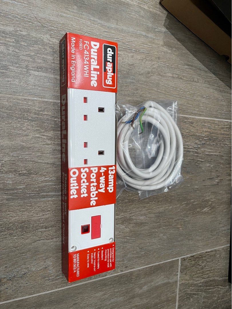 全新罕有 Duraplug 拖板連電源線 Made in England, 音響器材, 其他音響配件及設備 - Carousell