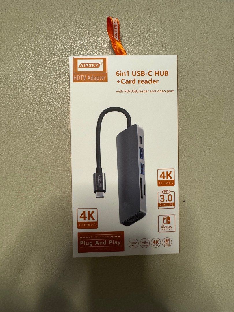 Airsky type-c adapter HDMI USB card reader 轉插 讀卡器 Mac PC Switch, 電腦＆科技, 電腦周邊及配件, 電腦線、轉接線及轉換器 ...