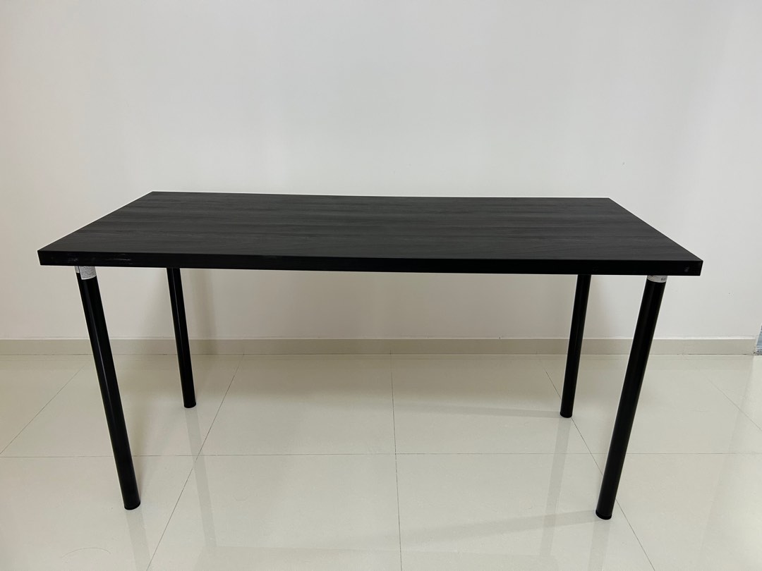 Used IKEA Black study table 140cm by 60cm, like new, Furniture & Home ...