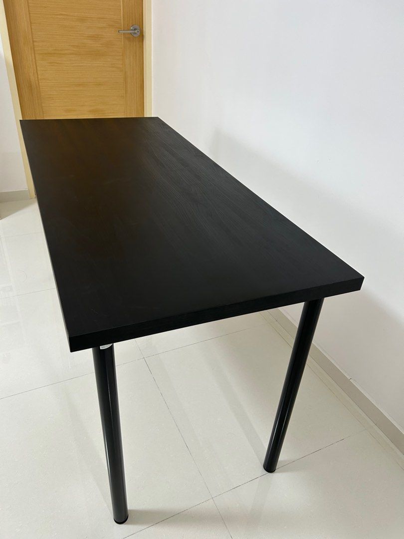 Used IKEA Black study table 140cm by 60cm, like new, Furniture & Home ...