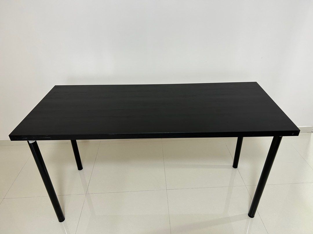 Used IKEA Black study table 140cm by 60cm, like new, Furniture & Home ...