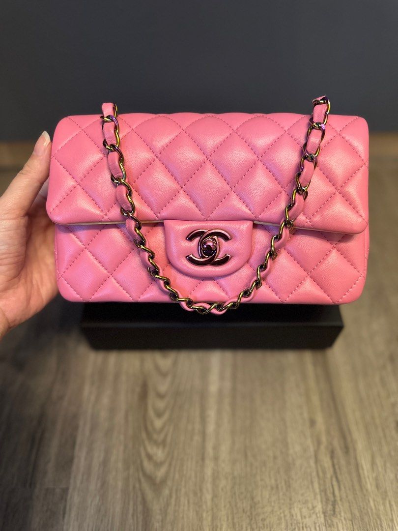 Chanel mini flap in pink, Luxury, Bags & Wallets on Carousell