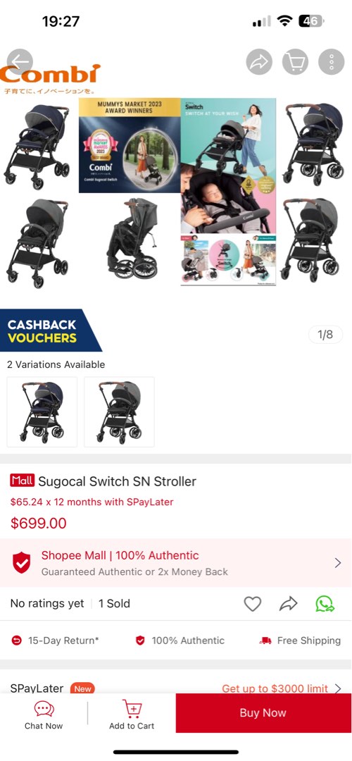 Combi Japanese baby stroller sugocal switch, Babies & Kids, Going Out ...