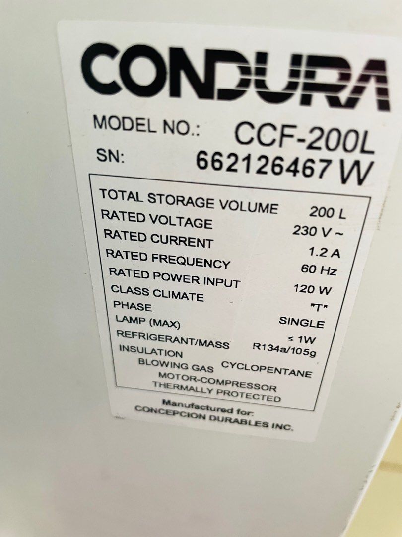 Condura Chest Freezer CCF-200L, TV & Home Appliances, Kitchen ...