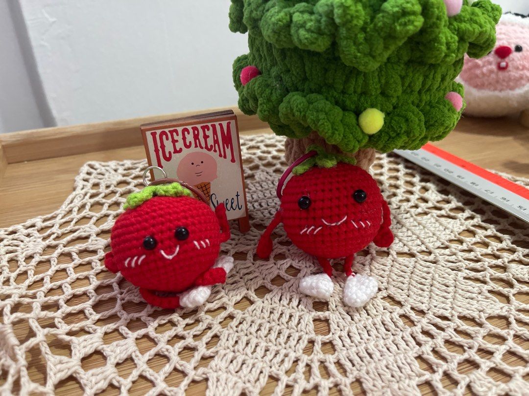 Crochet Tomato keychain, Hobbies & Toys, Stationery & Craft, Handmade ...
