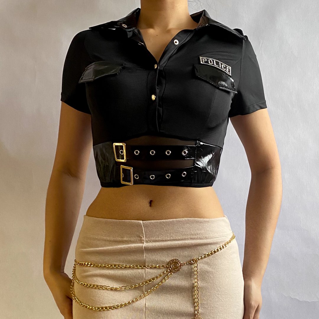 Cutest POLICE cropped uniform, Women's Fashion, Tops, Others Tops on ...