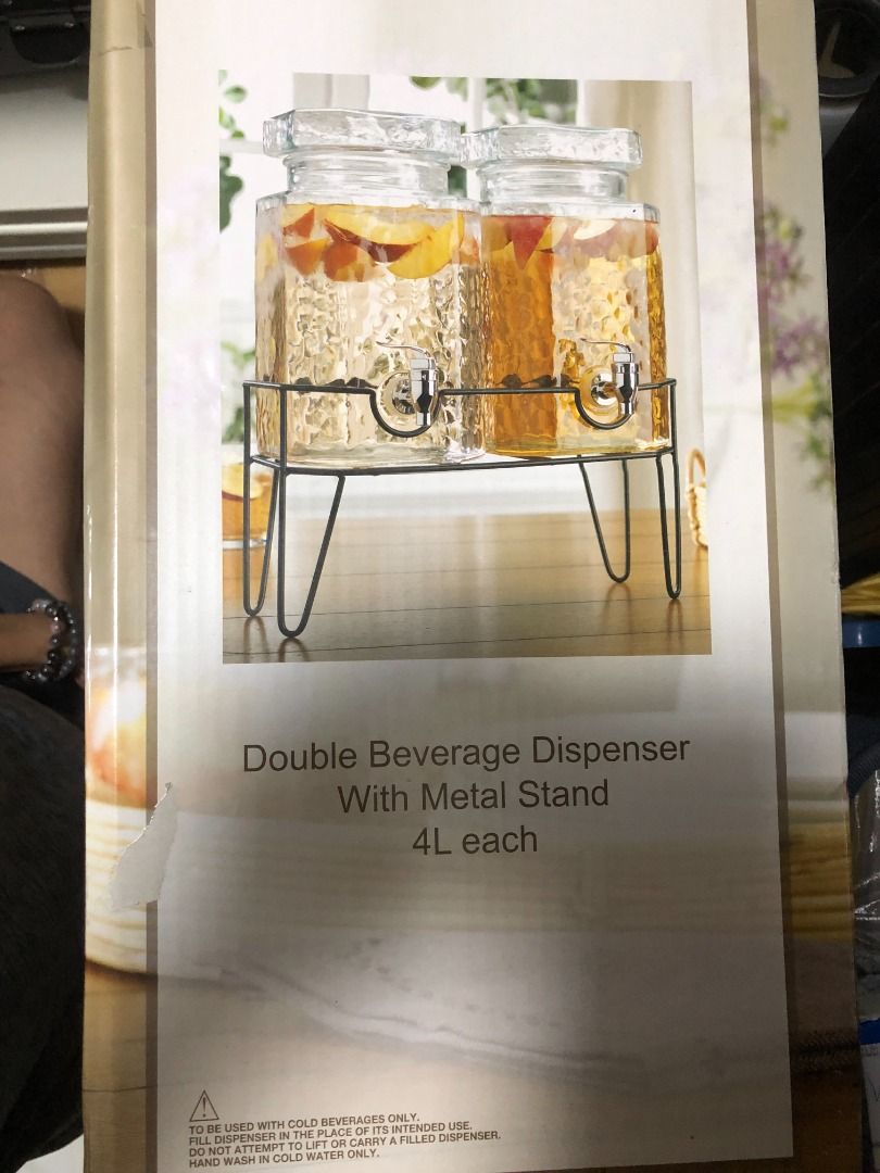 Double Beverage Dispenser with metal stamp, Furniture & Home Living ...