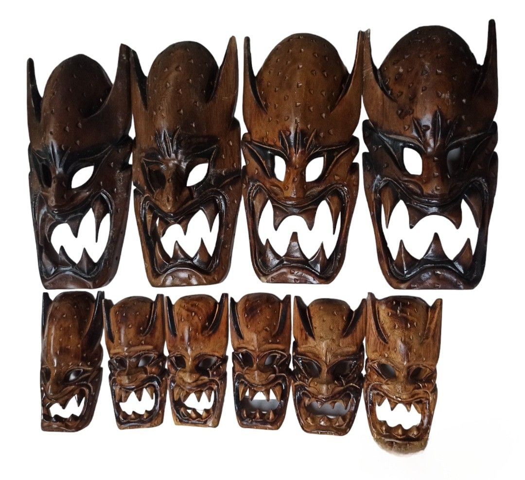 Filipino Tribal Art Hand Carved Wooden Demon Bakunawa Hanging Mask ...