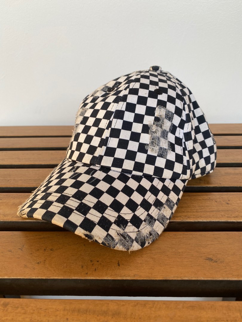 Forever 21 Distressed Checkerboard Dad Hat, Men's Fashion, Watches ...