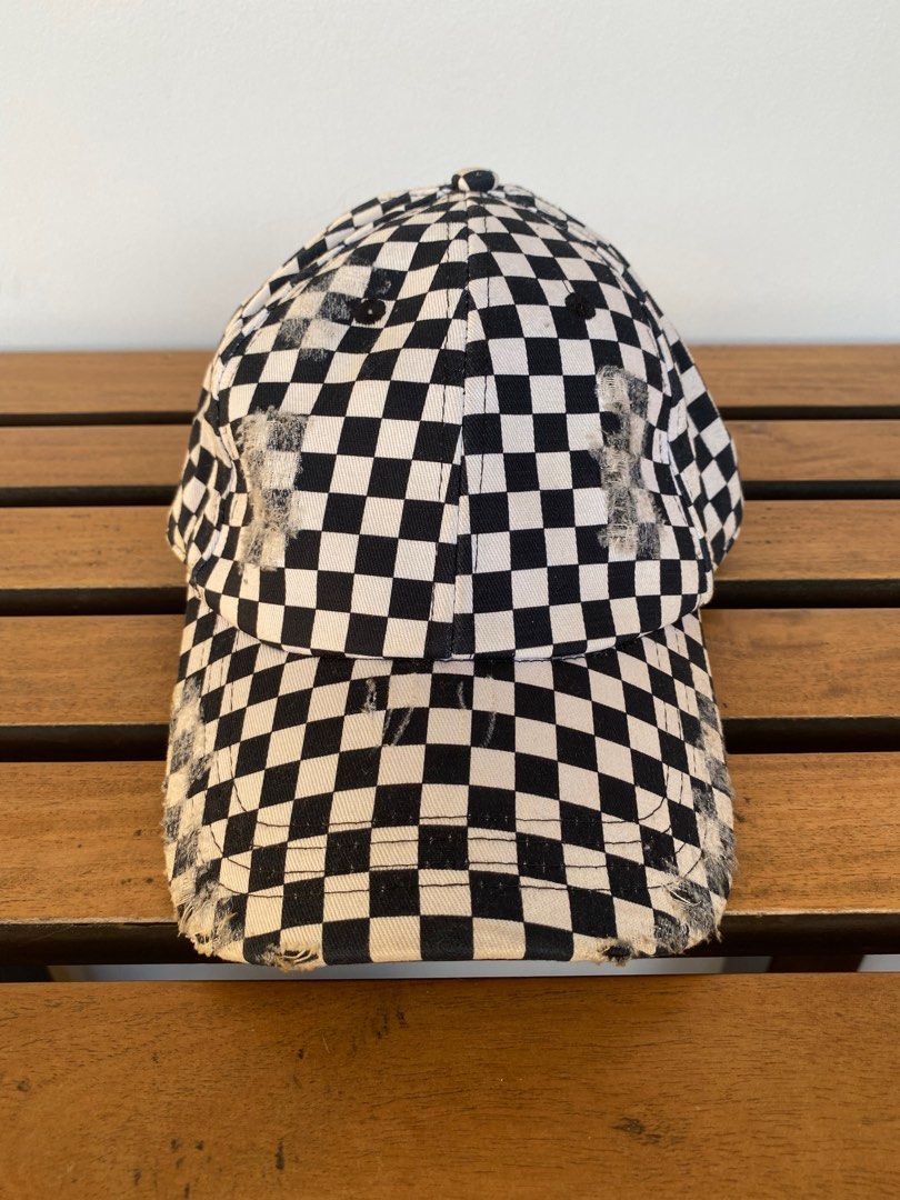 Forever 21 Distressed Checkerboard Dad Hat, Men's Fashion, Watches ...